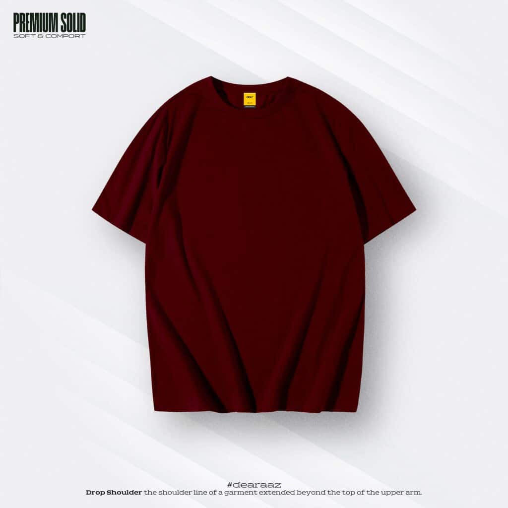Basic Drop Shoulder T-Shirt (Maroon) - AAZ