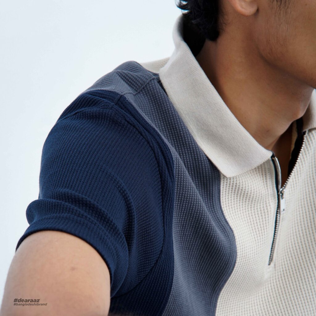 Premium Waffle Knit Polo with Zipper (Contrast) - AAZ