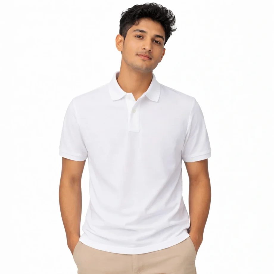 Premium Solid Polo: White - AAZ